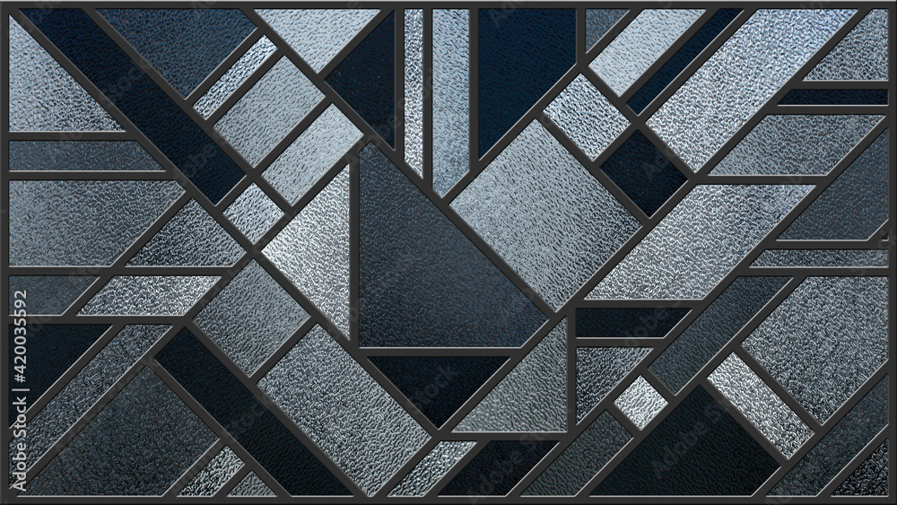Sketch of a grey stained glass window. Art Deco. Abstract stained-glass ...