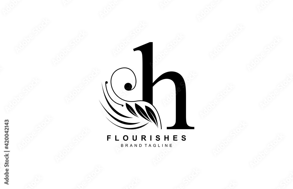 Lowercase Letter H Linked Beauty Flourish Logo Design Concept Stock ...