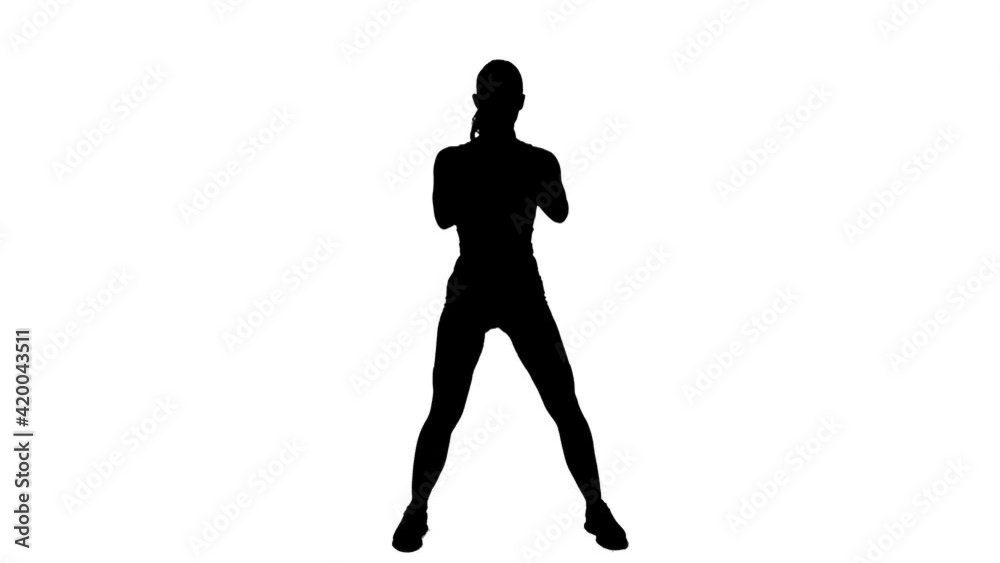 Aerobics exercises silhouette of fit woman doing side step touch ...