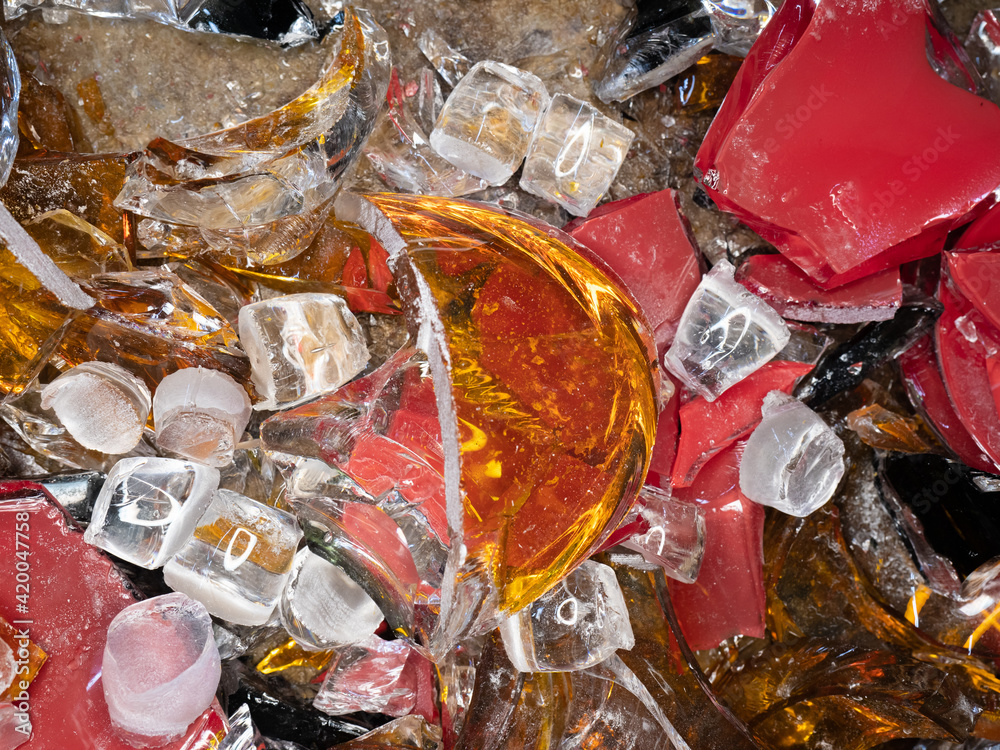 Stained glass shards and waste in a glass studio container Stock Photo ...