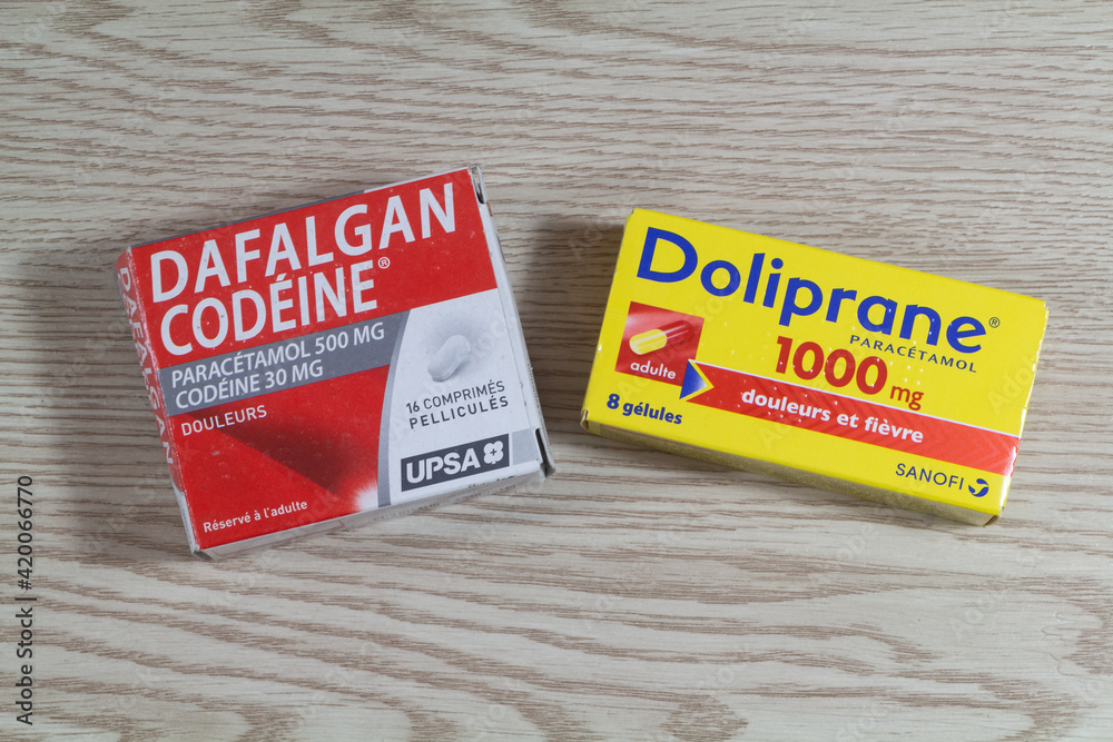 Primelin – France, November 16, 2020 : Dafalgan codeine and Doliprane ...