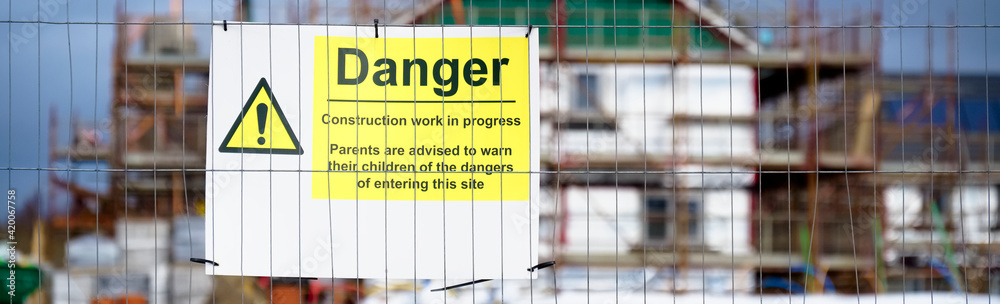 Construction site health and safety message rules sign board signage on ...