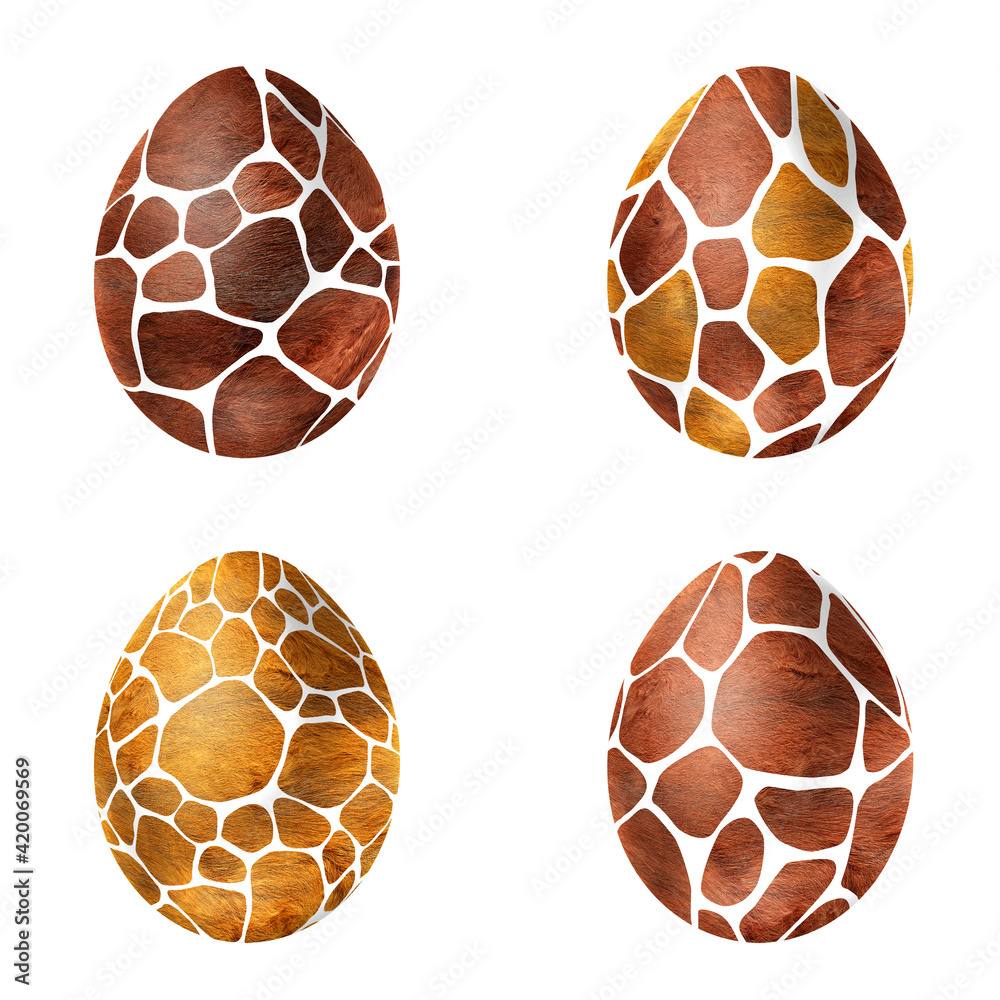 Fantastic fluffy eggs. Modern clip art set on white background Stock ...