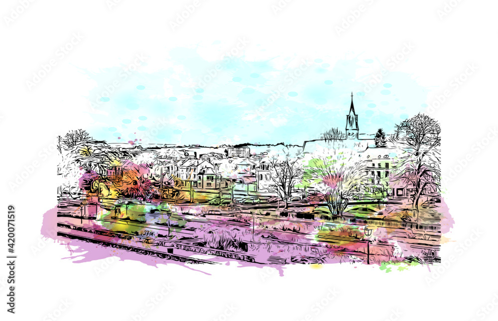 Building view with landmark of Le Mans is a city in northwestern France ...