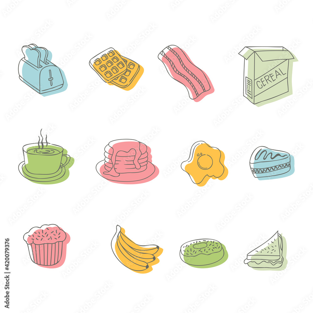 Set of breakfast menu icons. Perfect for design element of restaurant ...