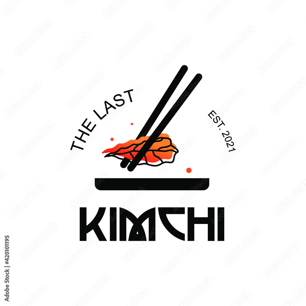 Kimchi logo graphic design vector with chopstick label traditional food ...
