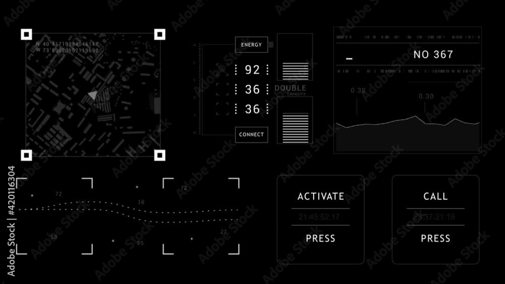 Technology 2D GFX HUD elements.Abstract Technological template.Map ...