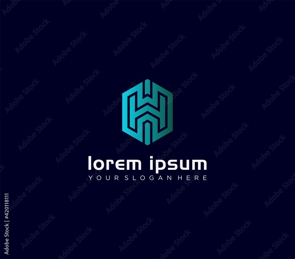 Letter H line logo design. Linear creative minimal monochrome monogram ...