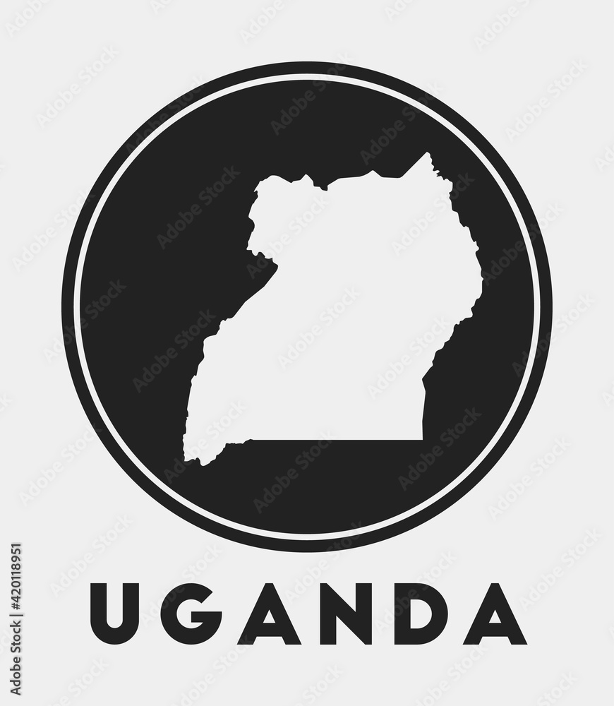 Uganda icon. Round logo with country map and title. Stylish Uganda ...
