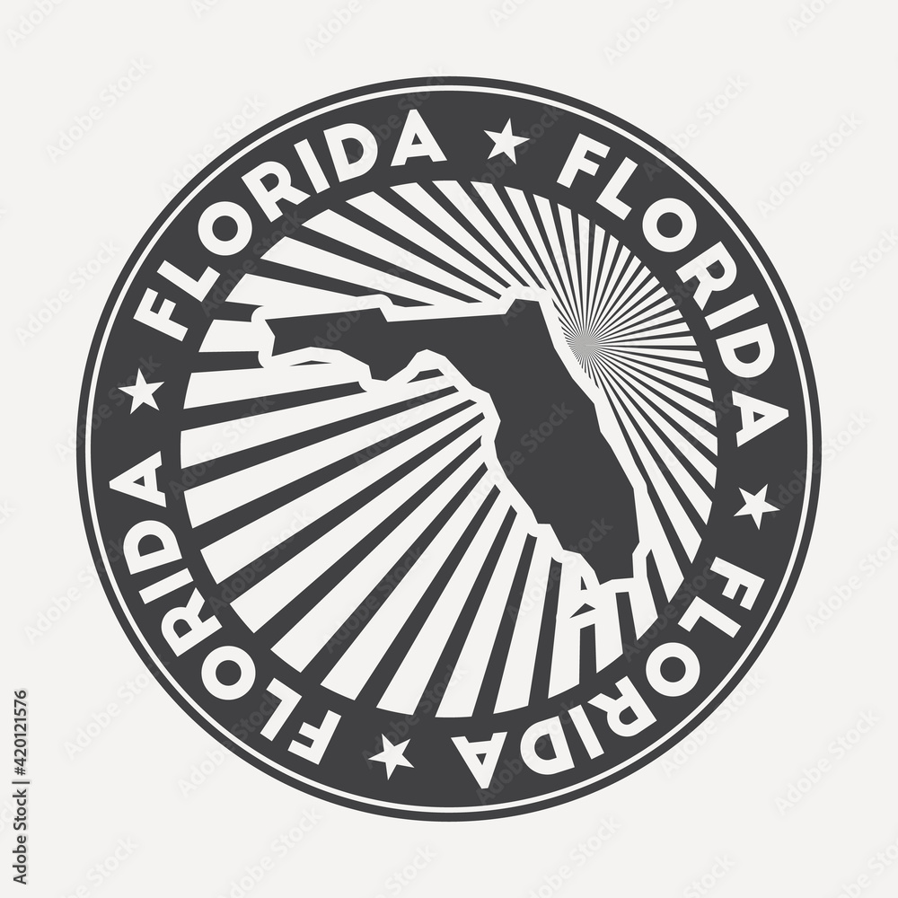 Florida round logo. Vintage travel badge with the circular name and map ...