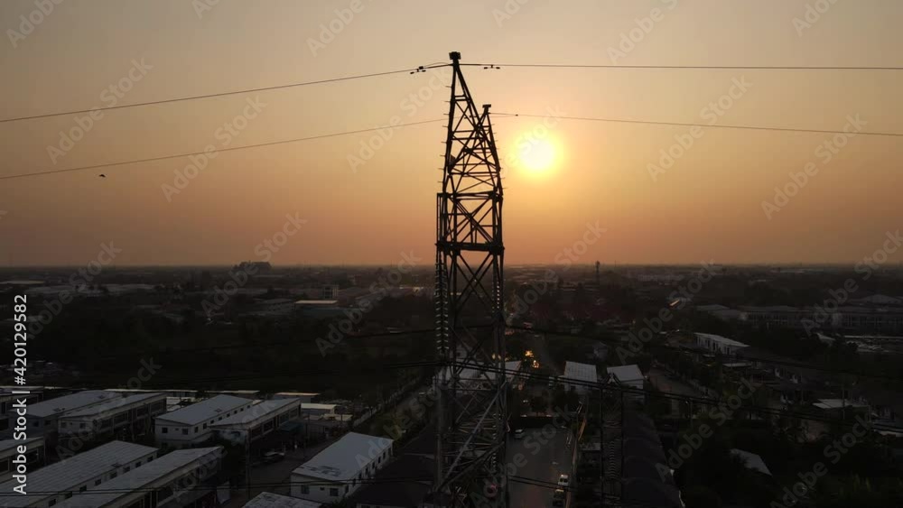 Transmission poles The electric poles travel through the high-voltage ...
