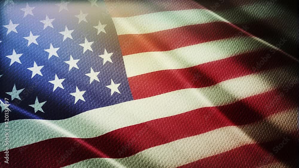 USA flag is waving 3D animation. United States of America flag waving ...
