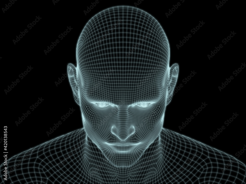 3D Face Wire Mesh Stock Illustration | Adobe Stock