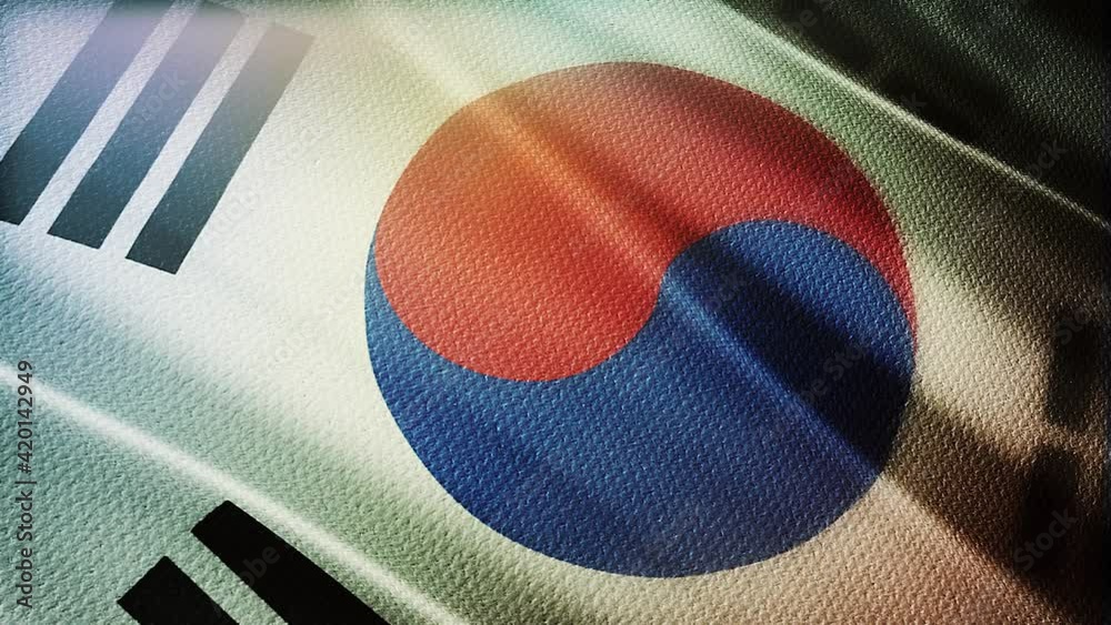 south Korea flag is waving 3D animation. Korean flag waving in the wind ...