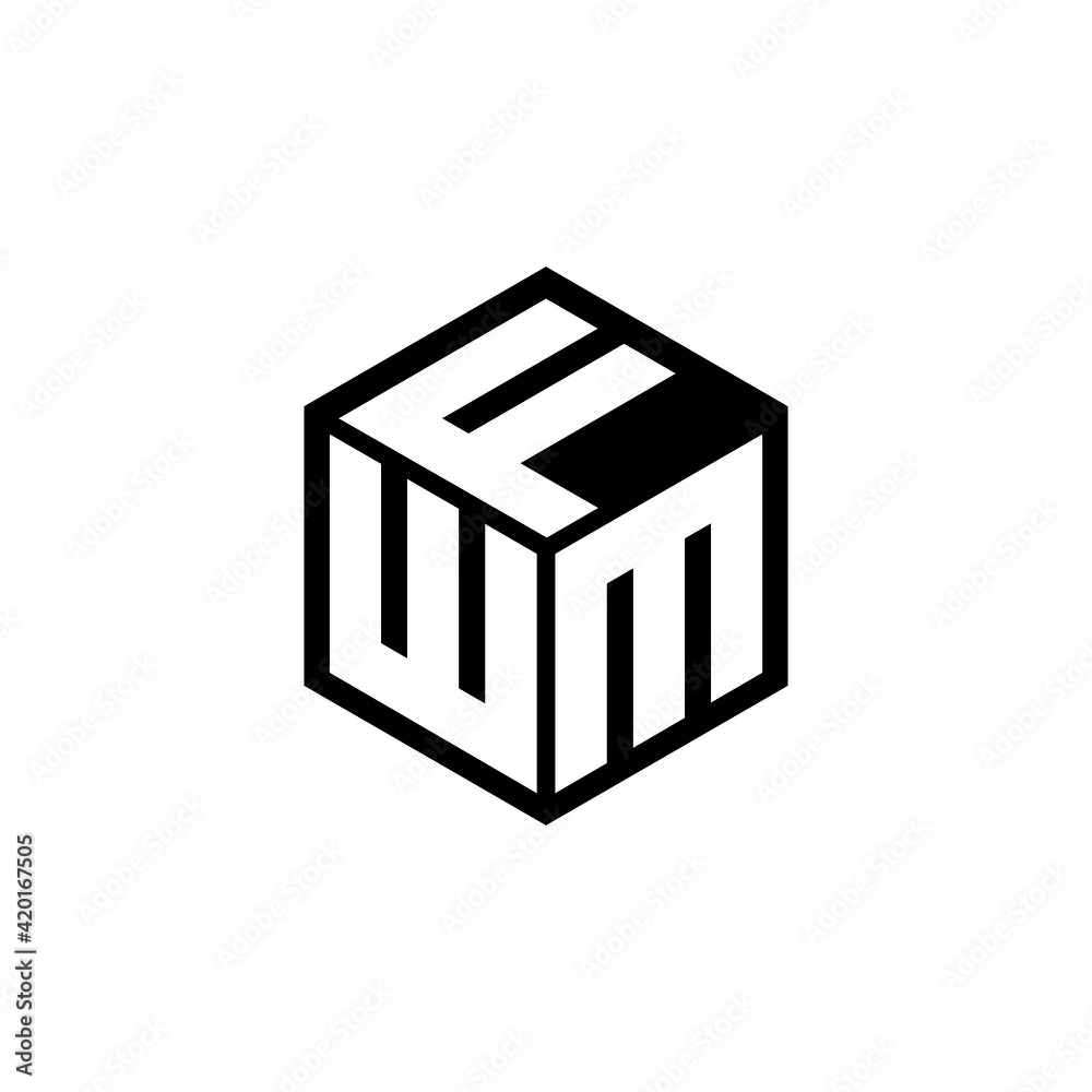 WMF letter logo design with white background in illustrator, cube logo ...