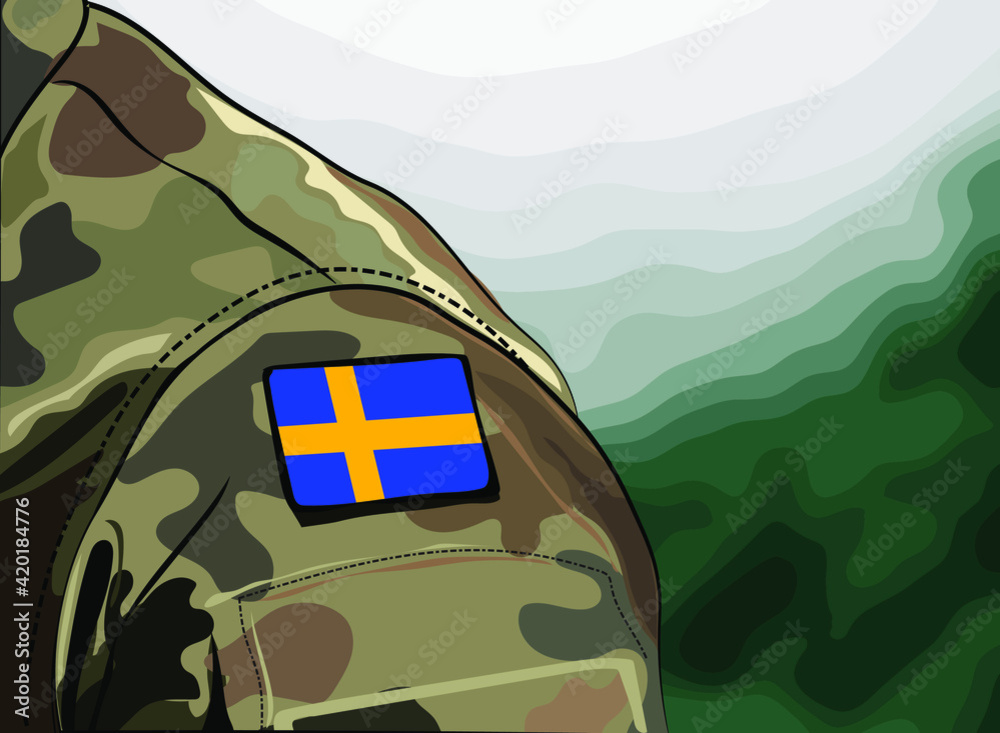 Flag of Kingdom of Sweden on soldier arm. Sweden army Stock Vector ...