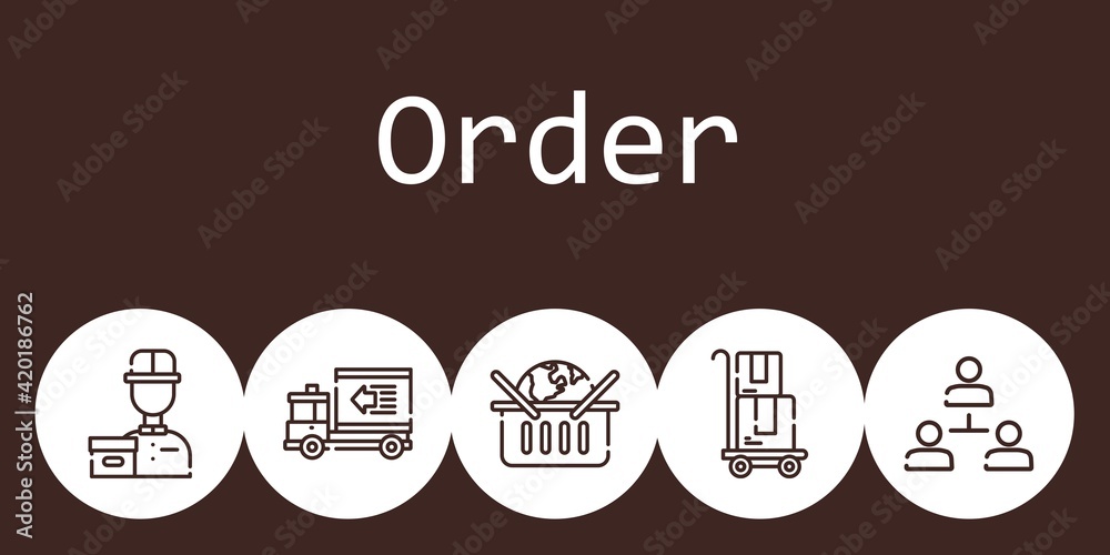 order background concept with order icons. Icons related delivery ...