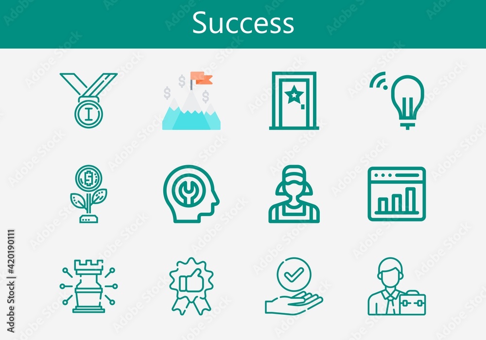 Premium set of success line icons. Simple success icon pack. Stroke ...