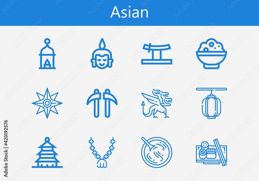 Premium set of asian line icons. Simple asian icon pack. Stroke vector ...