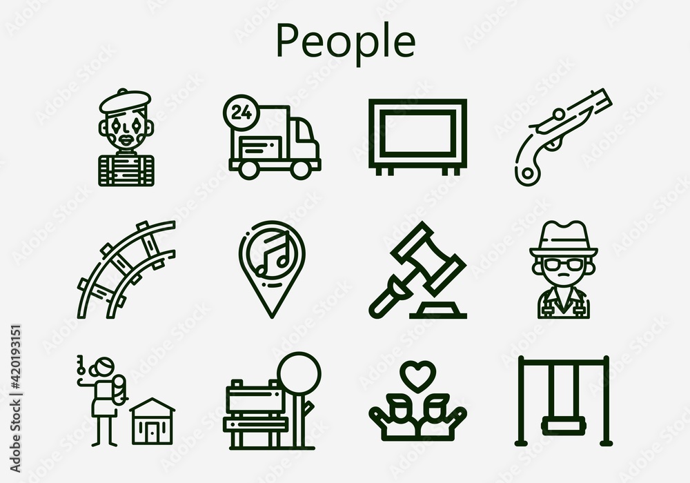 Premium set of people [S] icons. Simple people icon pack. Stroke vector ...