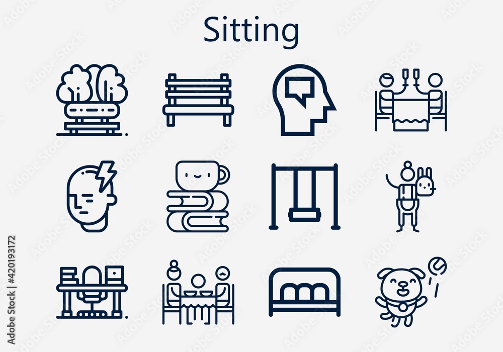 Premium set of sitting [S] icons. Simple sitting icon pack. Stroke ...