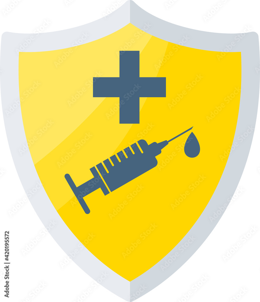 Vaccination shield icon. Syringe and dose of vaccine. Stock Vector ...