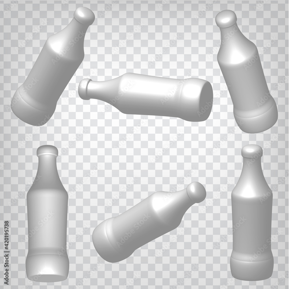 White realistic bottles, blank bottle isolated on transparent ...