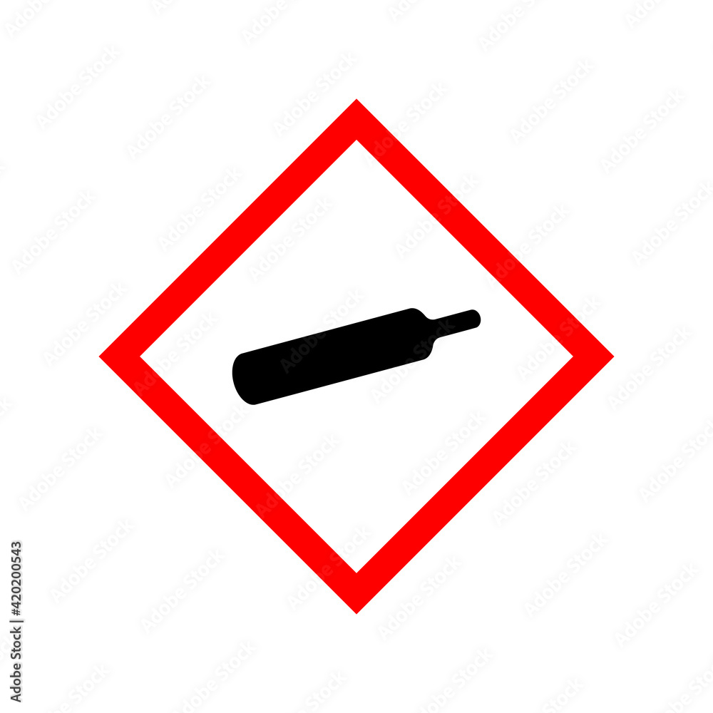 Compressed gas warning sign. Vector illustration of red border square ...