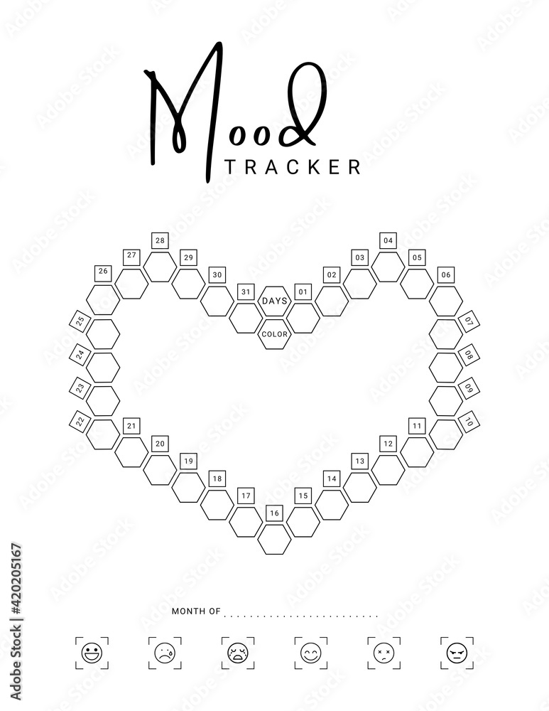Printable mood tracker, us letter size mood board daily monthly sheet ...