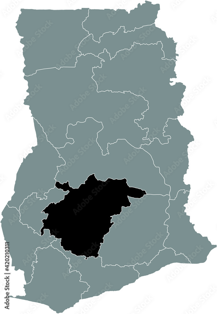 Black highlighted location map of the Ghanaian Ashanti region inside ...