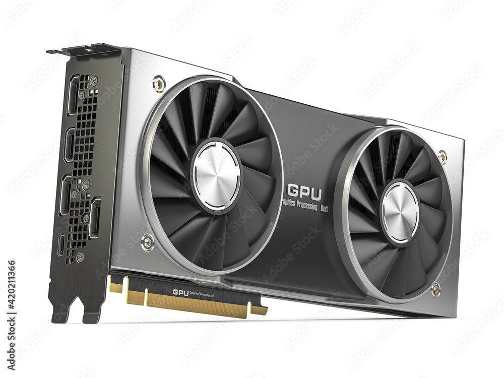 Graphics card. Modern gaming GPU graphics processing unit isolated on ... Graphics card. Modern gaming GPU graphics processing unit isolated on ...