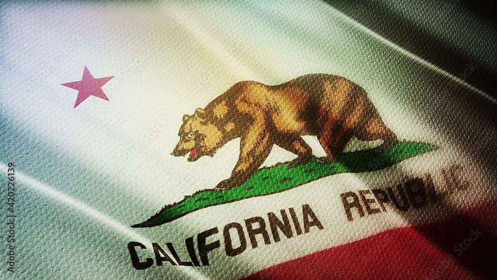 California flag is waving 3D animation. California state flag waving in ...