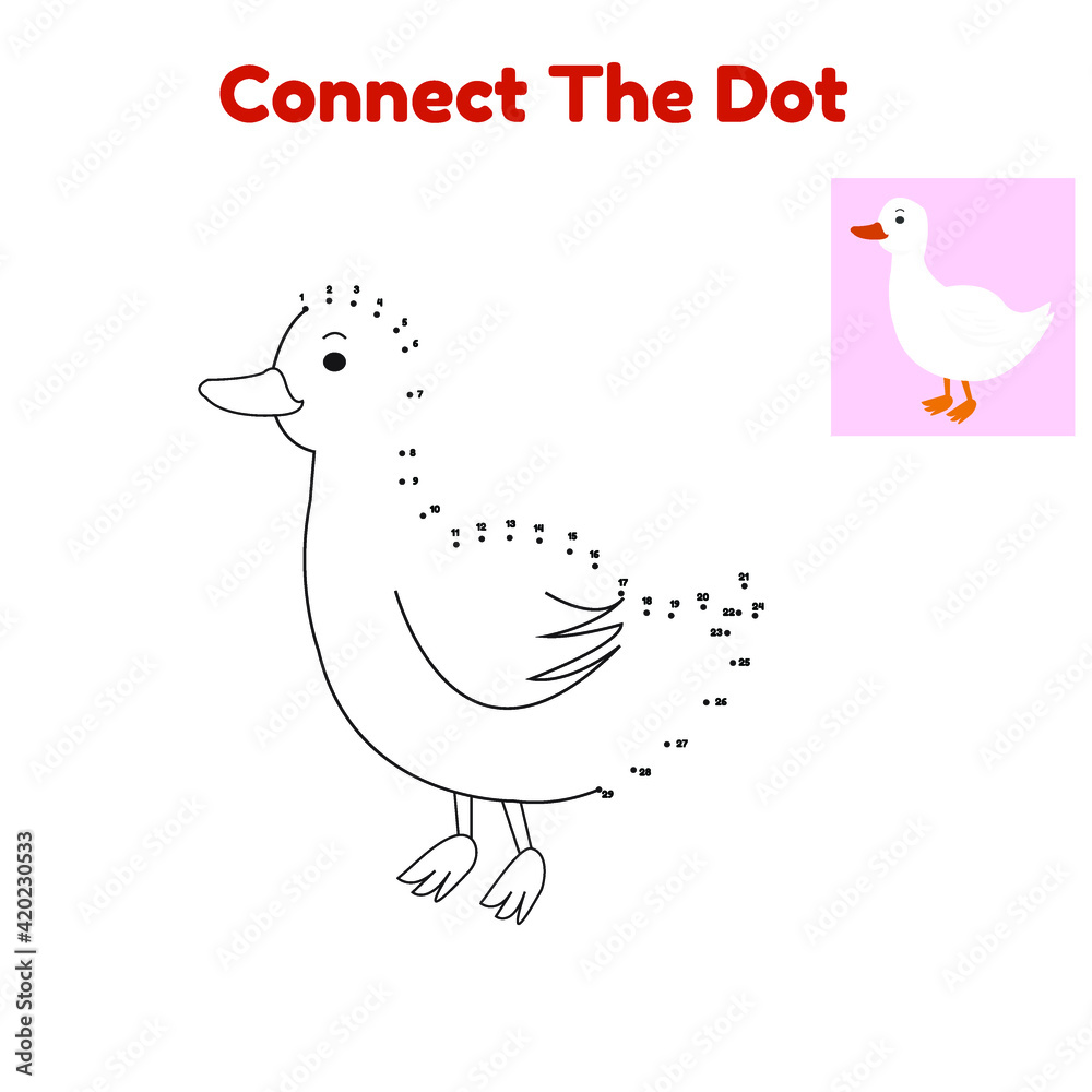 Connect the dot draw line handwriting animal duck practice for kids ...