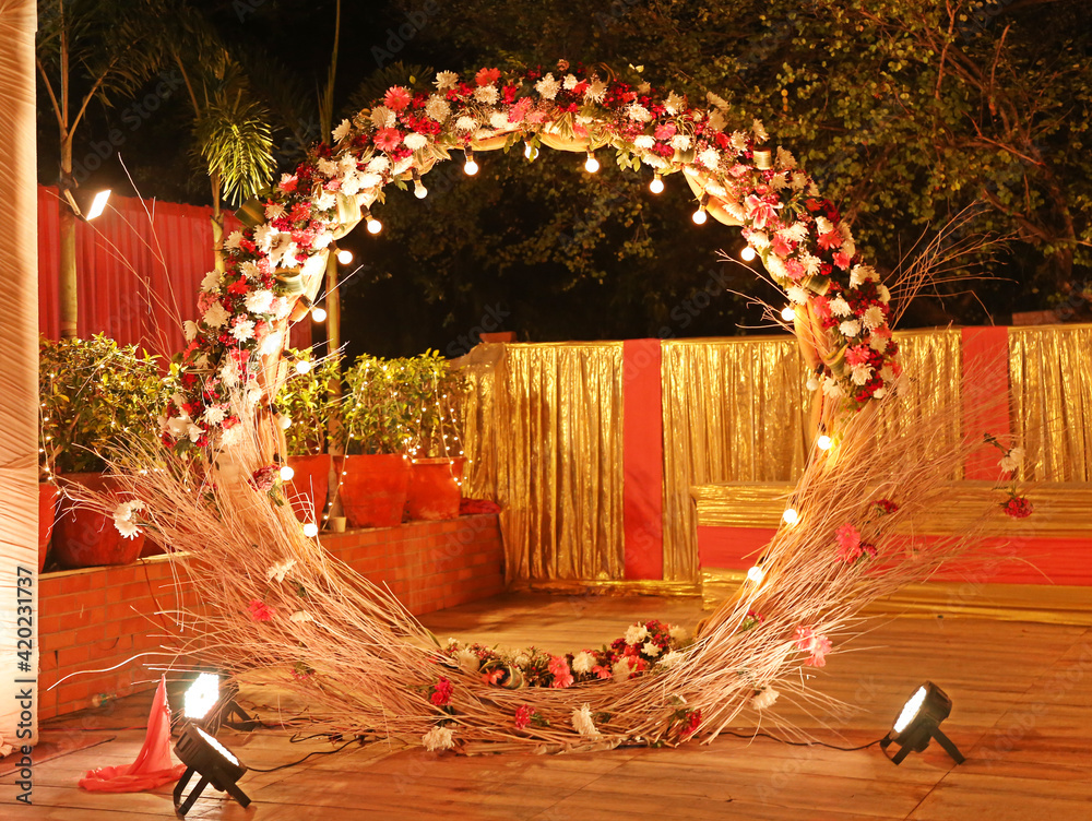 Selfie Point in a event made by flowers Stock Photo | Adobe Stock