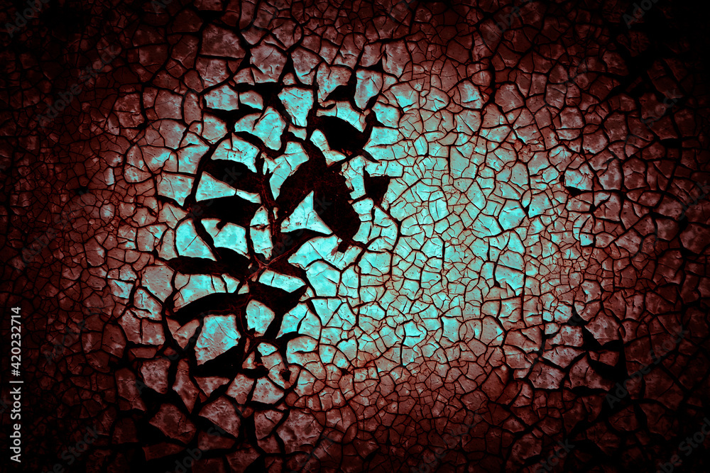 Abstract empty ragged painted metal cracked grunge horror old scary ...