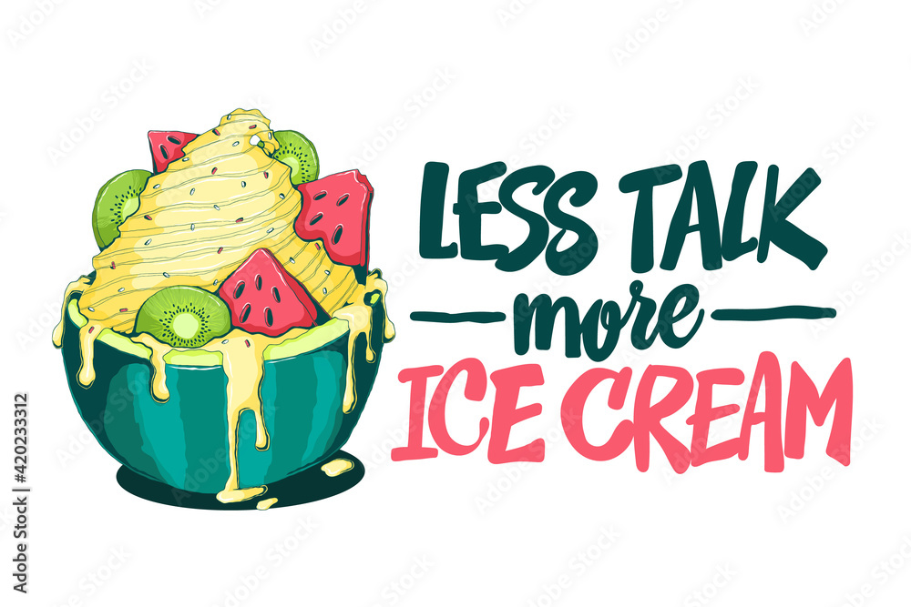 Ice cream and quote, decorative background. Colorful backdrop with ...