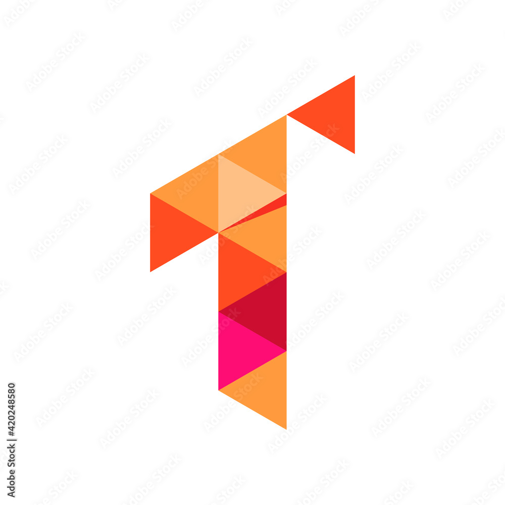 Initial letter T logo template with geometric low poly illustration in ...