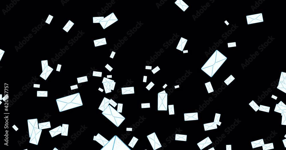 Simple looping animation with minimalistic cartoon envelopes flying ...