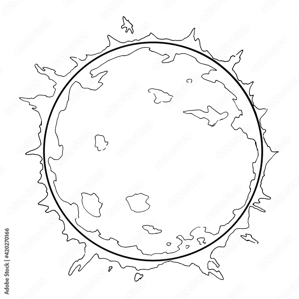 Drawing of Sun - hand sketch of central star of the Solar System Stock ...