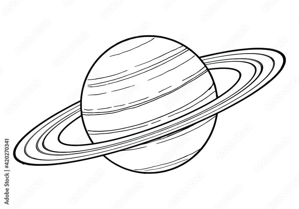 Drawing of Saturn - hand sketch of planet of the Solar System Stock ...