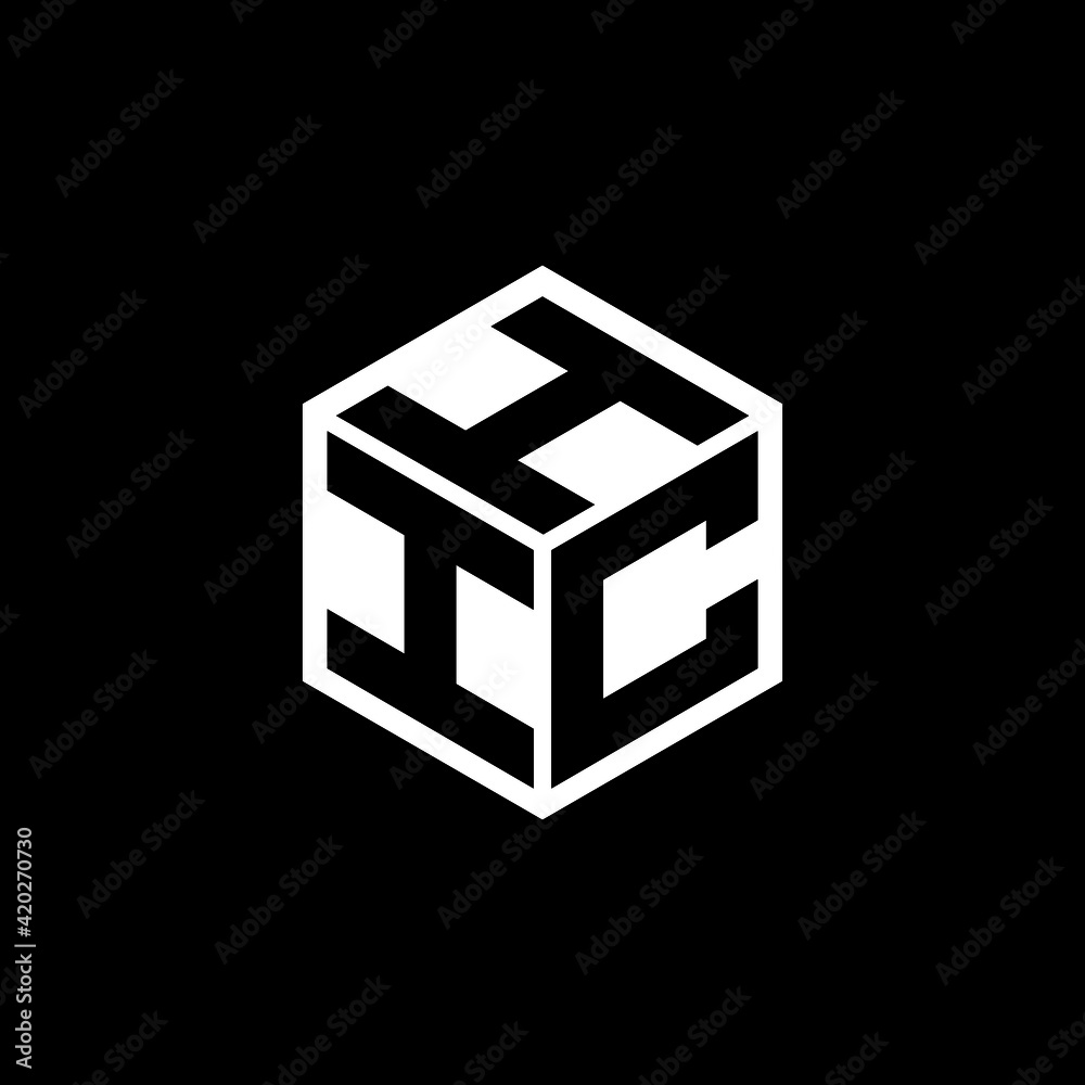 ICH letter logo design with black background in illustrator, cube logo ...