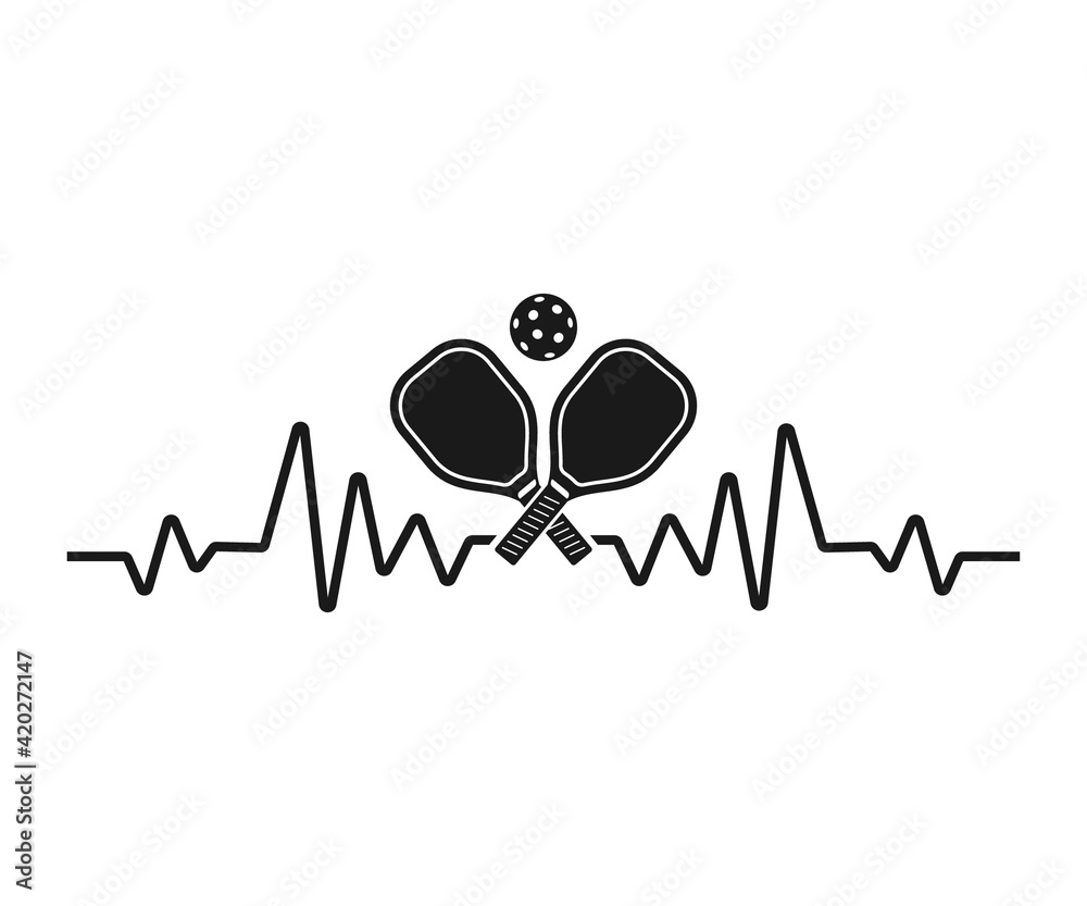 Vecteur Stock Pickleball SVG, Pickleball Heartbeat, pickleball love svg ...