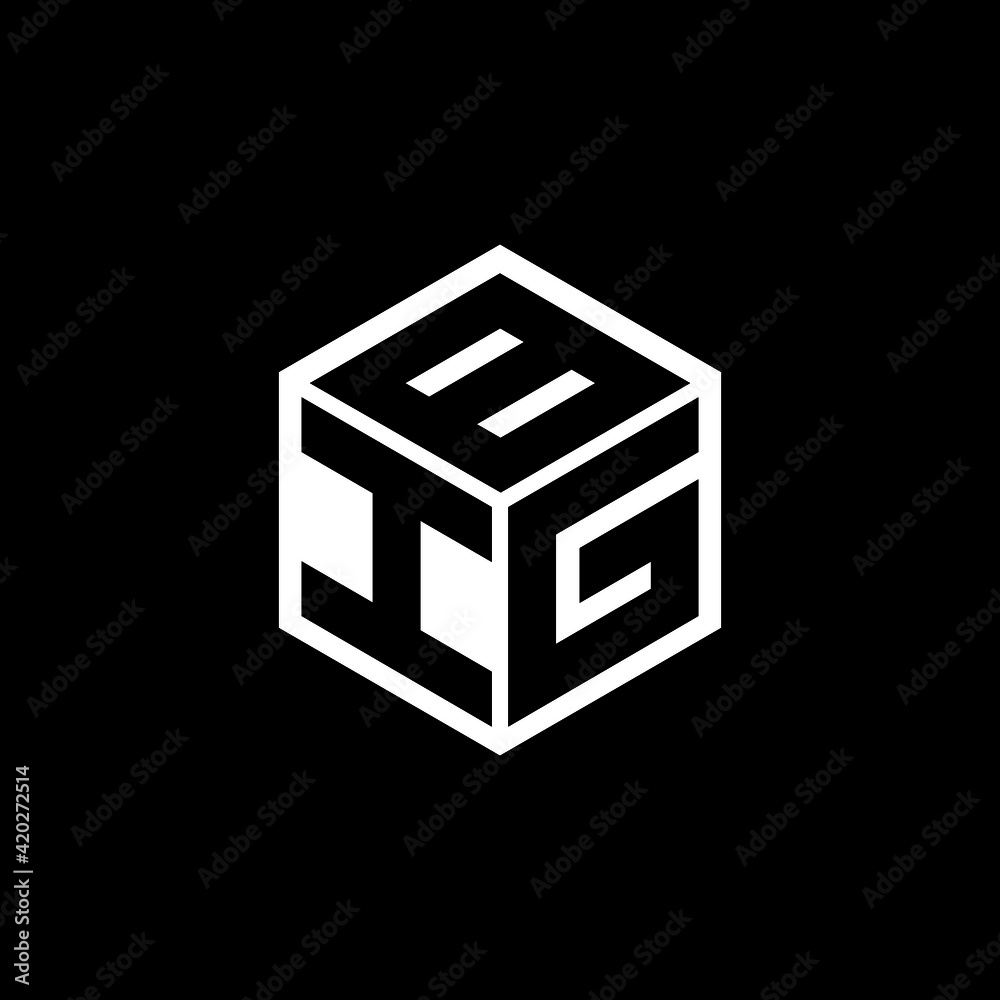 IGB letter logo design with black background in illustrator, cube logo ...