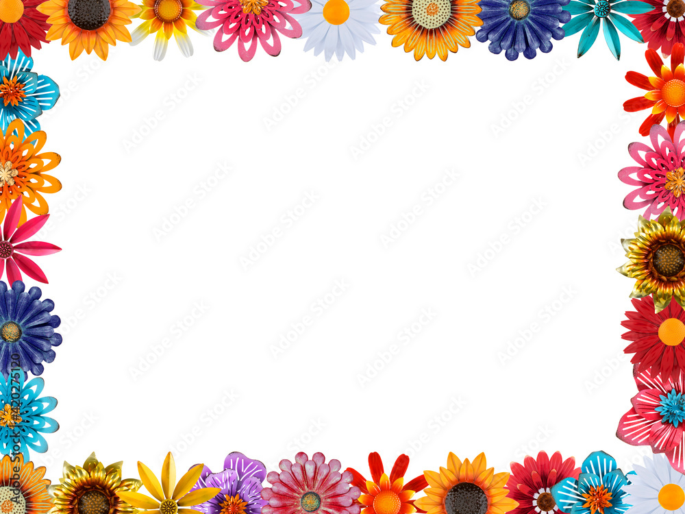 trendy colorful spring summer flower border with room for text Stock ...