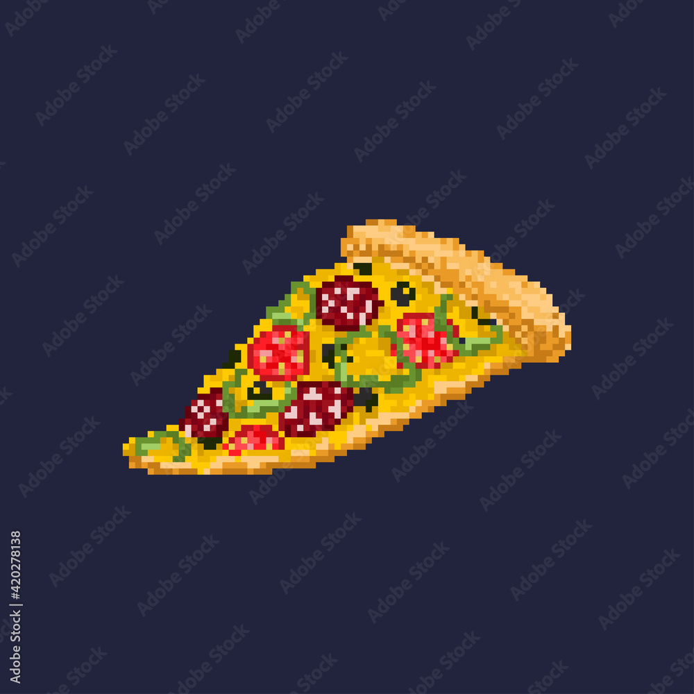 Pixel art fast food. Pixel pizza. Stock Vector | Adobe Stock