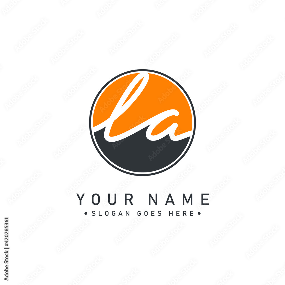 Initial Letter LA Logo - Minimal Vector Logo in Signature Style Stock ...