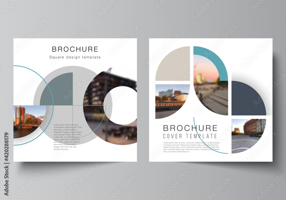 Vector layout of two square covers design template for brochure, flyer ...