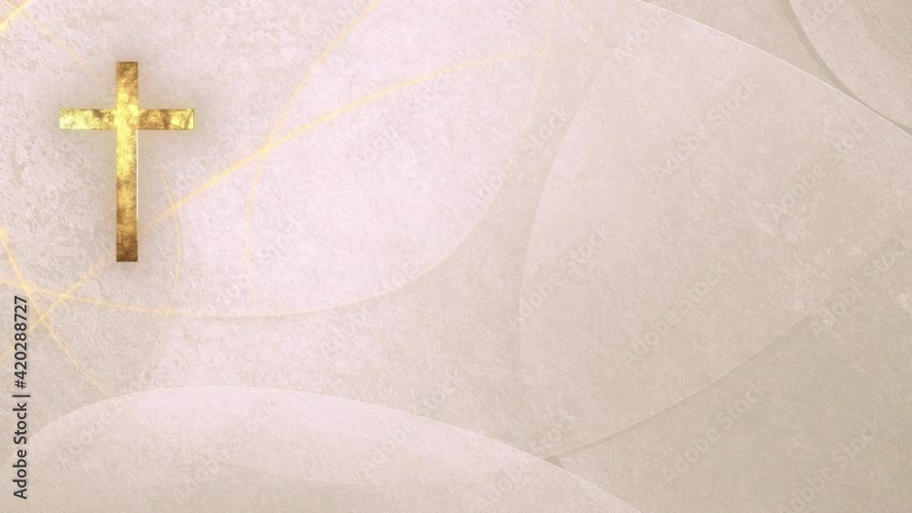 Golden Christian Cross on liturgic white beige copy space background ...