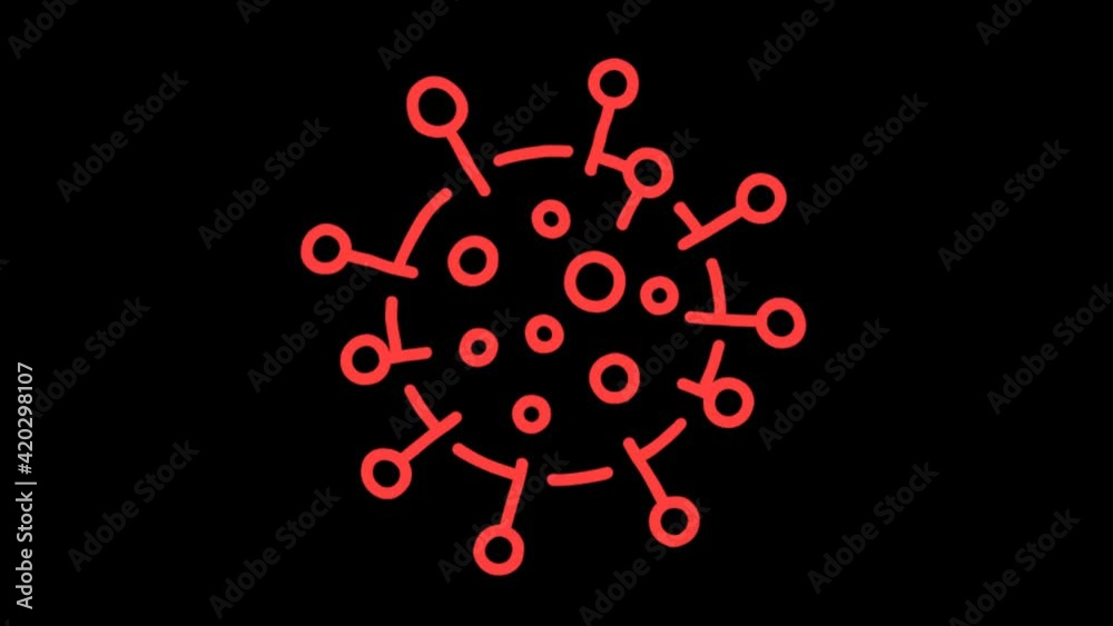 Virus. Animated icon. Red virus turns right, left. Seamless looped ...