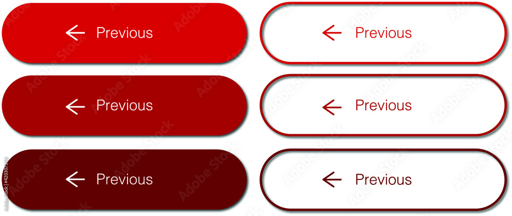Previous buttons with shadow. Website button. Simple modern concept ...